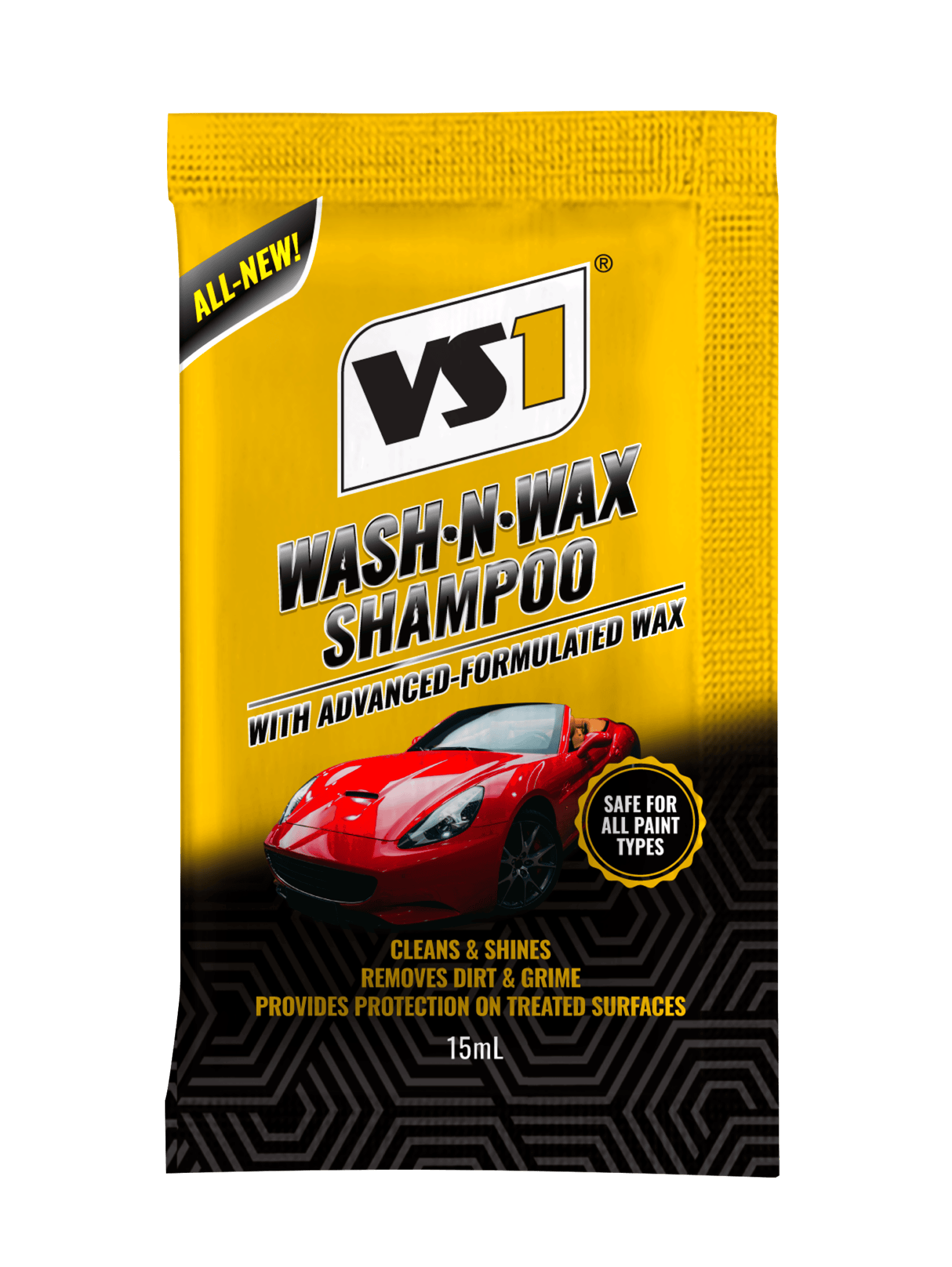 VS1 NEW Wash-N-Wax Sachet 15ml Product Shot | Motortrade
